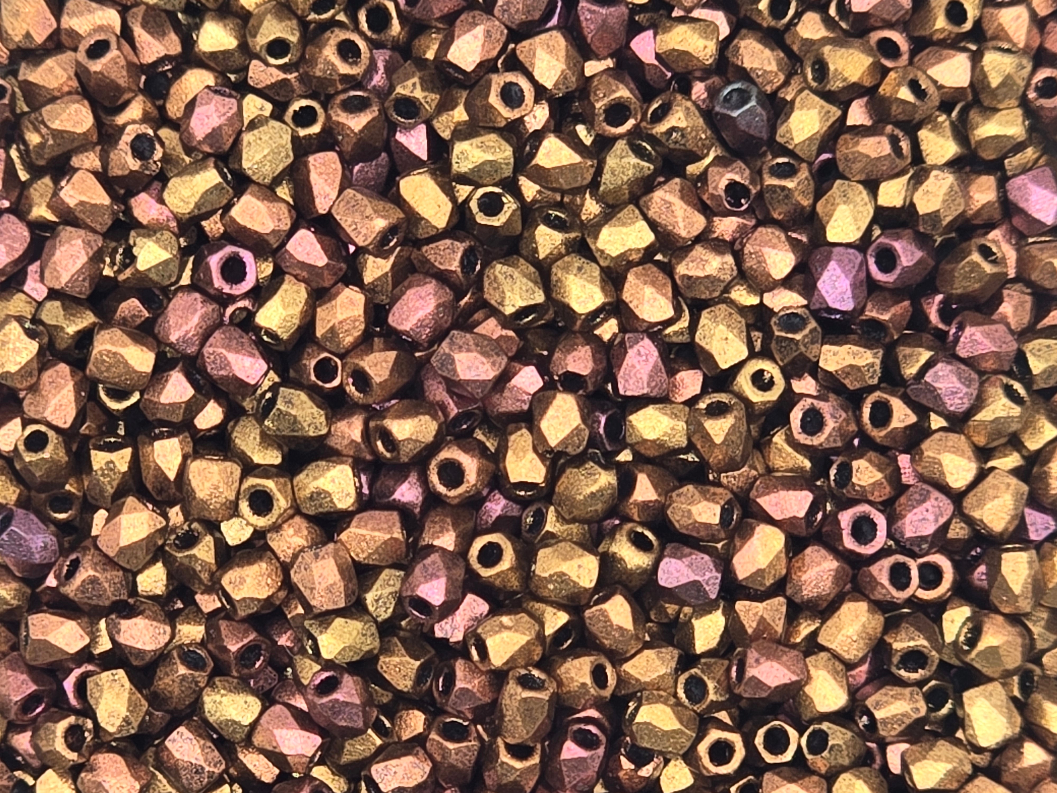 True 2 - 2mm Fire Polished Faceted Rounds - Gold Rainbow - 100 pcs ...
