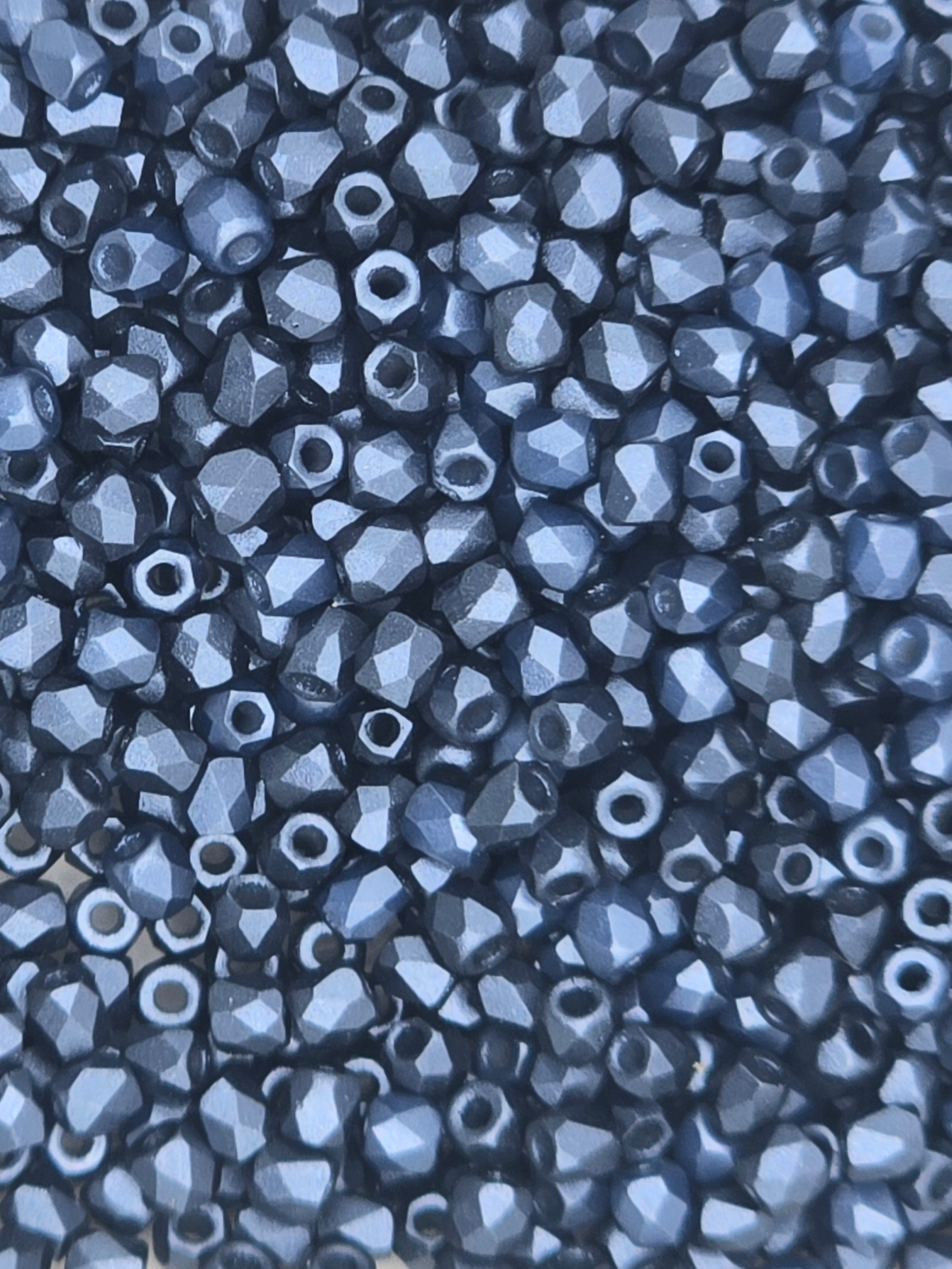 True 2 - 2mm Fire Polished Faceted Rounds - Pastel Montana Blue - 100 ...