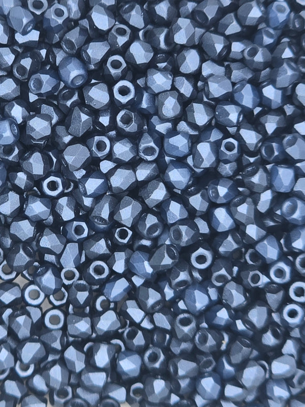 True 2 - 2mm Fire Polished Faceted Rounds - Pastel Montana Blue - 100 ...