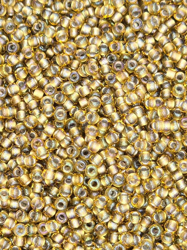 TOHO #15 Seeds - 375 - Inside Colour Rainbow Light Topaz/Grey Lined ...